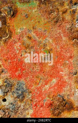 Detail of textured weathered old orange board , abstract background ...
