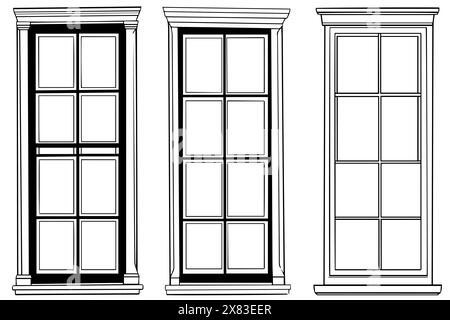 Hand-drawn Window Sketch. Vintage Vector Illustration of an Close Frame ...
