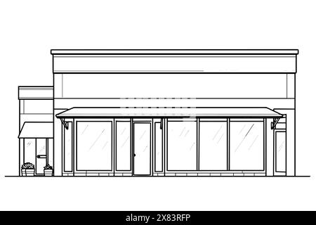Storefront line design. Hand drawn shop line art vector illustration ...