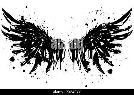 Graffiti-Inspired Angel Wings: Urban Paint Vector Art with Street Style ...