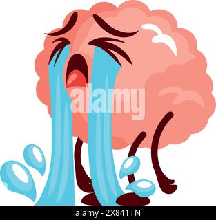 Isolated cute crying brain cartoon character Vector Stock Vector Image ...