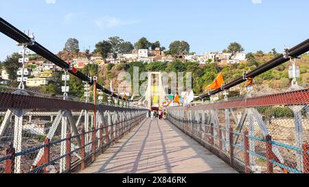 View of Suspension Bridge Connecting to Mandhata Island From Mainland ...