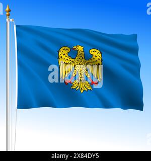 Friuli Venezia Giulia, waving regional flag of the region, Italian ...