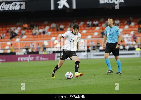 Javi Guerra of Valencia CF celebrates a goal during the Spanish league ...