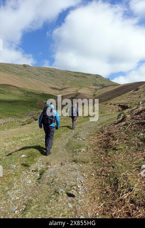 Two Men (Hikers) Walking to Little Whernside on the Footpath to Scar ...