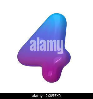 3D Style Number 5. Rendered Digit Five Illustration in Gradient Blue ...