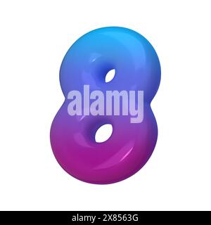 3D Style Number 7. Rendered Digit Seven Illustration in Gradient Blue ...