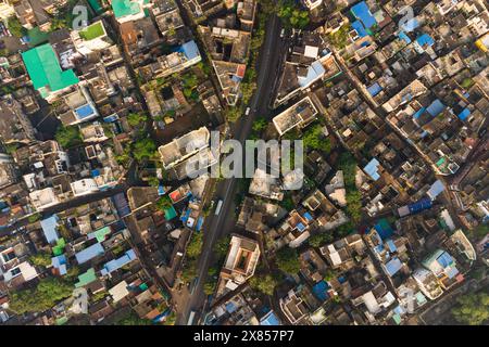Aerial view of Kolkata at sunrise, capital city of West Bengal abd ...