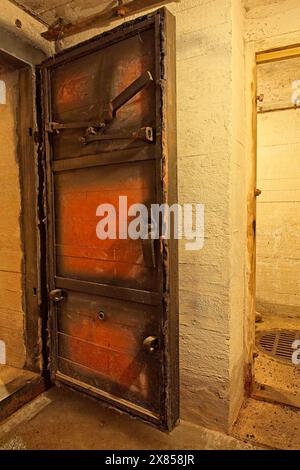 Metal door inside a WW2 bunker Stock Photo - Alamy