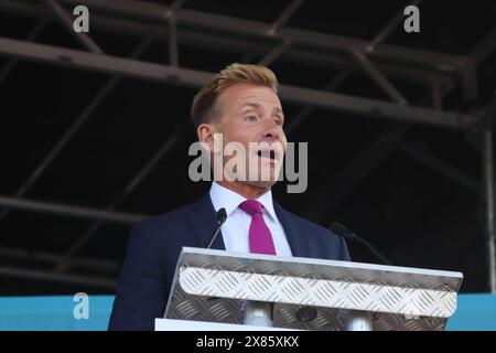 Dr. David Bull, Reform UK party Chairman, speaking at a Reform UK rally ...