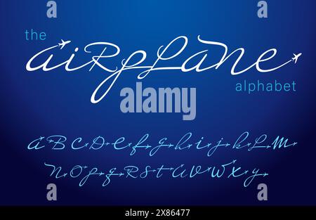 Airplane fly travel alphabet. Creative fonts for resort logo, plane ...