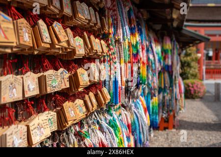 Thousand folded paper cranes and ema votive pictures in Azumamaro ...