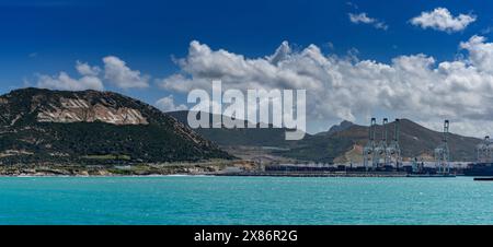 Tangier, Morocco, 1 April, 2024: container ship arriving at Tanger Med ...