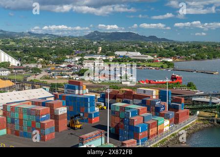 The shipping container port in Lautoka, Fiji, South Pacific Stock Photo ...