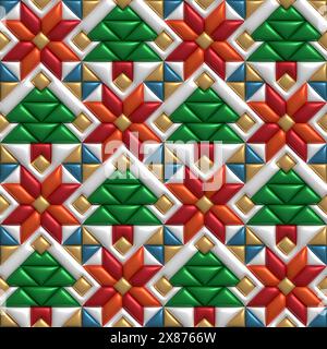 Christmas geometric gift wrap pattern. Contemporary holiday quilt with ...