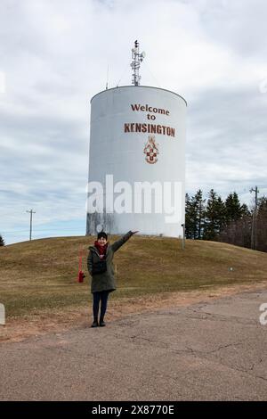 Welcome to Kensington sign on a water tower in Prince Edward Island ...
