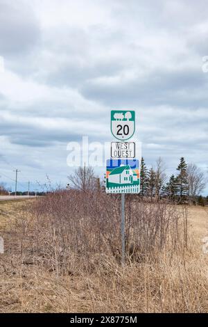 Route 20 and Green Gables scenic drives signs in Park Corner, Prince ...