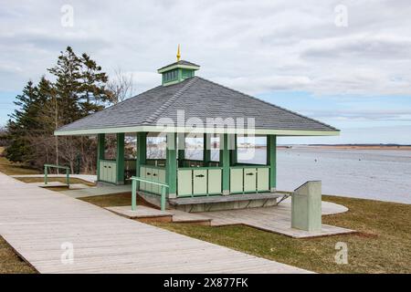 Wooden shelter on the boardwalk at the promenade in North Rustico ...