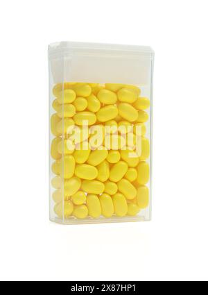 Tasty mint dragee candies on white background Stock Photo - Alamy
