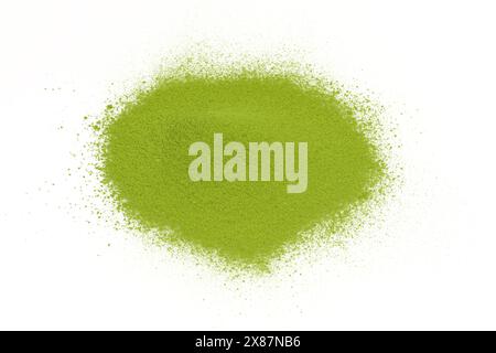 Pile of green matcha powder isolated on white Stock Photo - Alamy