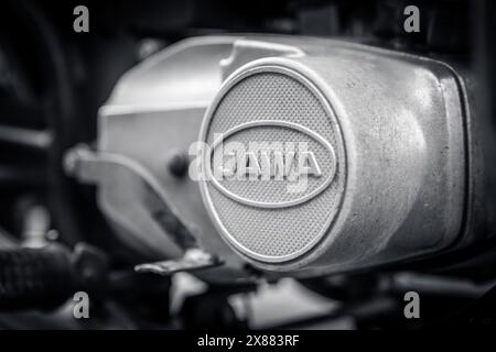 motorcycle branding and badge for a jawa 350 Stock Photo - Alamy