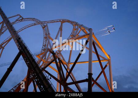 EDITORIAL USE ONLY A view of Hyperia during Thorpe Park's VIP launch ...