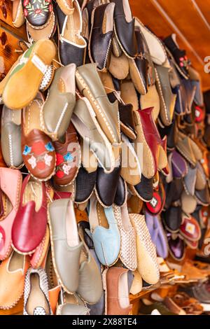 Traditional turkish leather shoes named yemeni. Colorful handmade ...