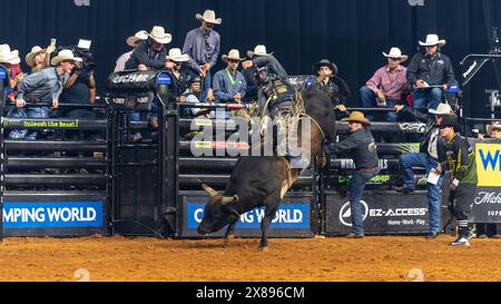 PBR World Finals 2024 in Dallas, Texas - Bullfighter hanging on for ...