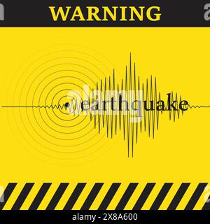 Earthquake seismograph wave, vector seismic activity waveform of quake ...