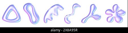 Holographic liquid y2k shape Stock Photo - Alamy