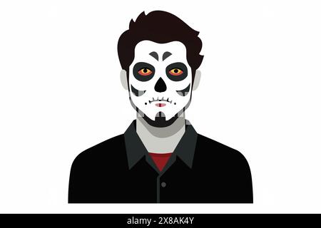 Man with Day of the Dead makeup. Male with sugar skull face paint ...
