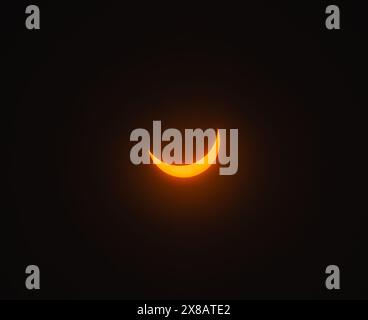The Solar Eclipse 2024, the sun partially blocked by the Moon. Central ...