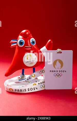 ZHONGSHAN China-May 23 2024: 2024 Paris Olympic Games mascot the Phryge ...