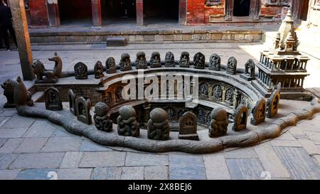 The Tusha Hiti or royal bath is shaped like a yoni. Features idols of ...