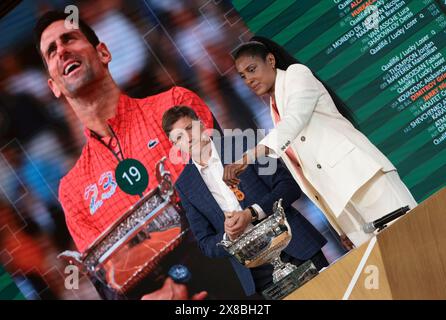 Head referee Remy Azemar and Marie-Jose Perec during the official draw ...