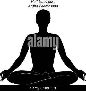 Young woman practicing Ardha Padmasana yoga pose. Half Lotus pose ...