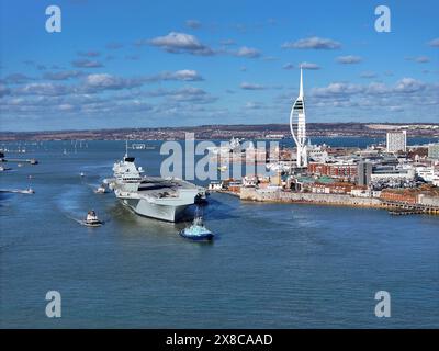 HMS Prince of Wales R09 departs Portsmouth Naval Base for operation ...