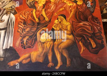 Jose Clemente Orozco mural or fresco, "La Trinchera" (The Trench); The Old School of San ...