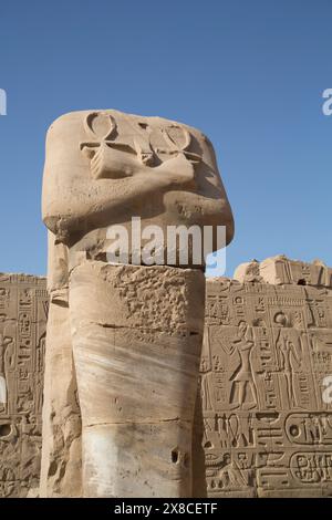 Headless Statue of Pharaoh Holding Ankhs, Karnak Temple, Luxor, Egypt ...