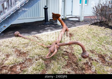 Rusty Admiralty anchor display at the wharf in Charlottetown, Prince ...