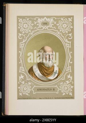 A 1879 engraving of Pope Adeodatus I who was pontiff from AD615 to ...