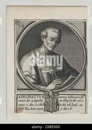 A 16th Century engraving of Pope Adeodatus I who was pontiff from AD615 ...