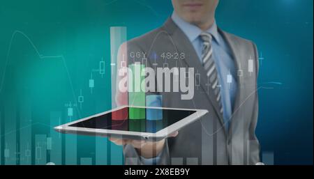 Digital tablet computer showing Stock Market index . Abstract IT ...