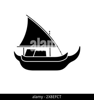 Perahu Golekan Lete Madura, Indonesian Traditional Ship, Black And ...