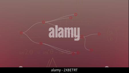 Image of connecting dots and mathematical equations floating against green background Stock ...