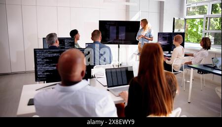 Programmer Code Training In Classroom. Business People Team Stock Photo ...