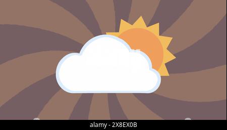 Image of cloud with sun icons and shapes over orange background Stock ...