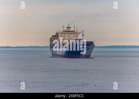 Container vessel MSC Sariska V heading for Royal Porbury docks Stock ...