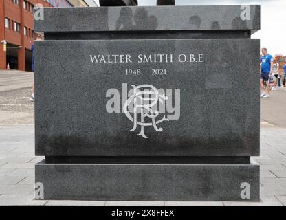 The plinth of the statue of Walter Smith unveiled at Ibrox Stadium ...