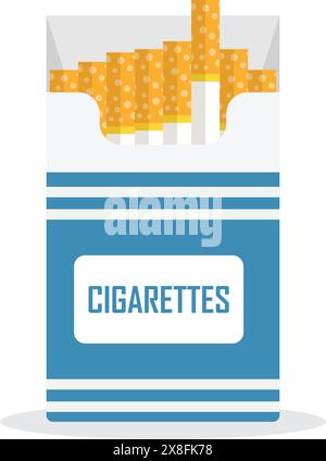 Packet of cigarettes icon in flat style. Smoking vector illustration on ...